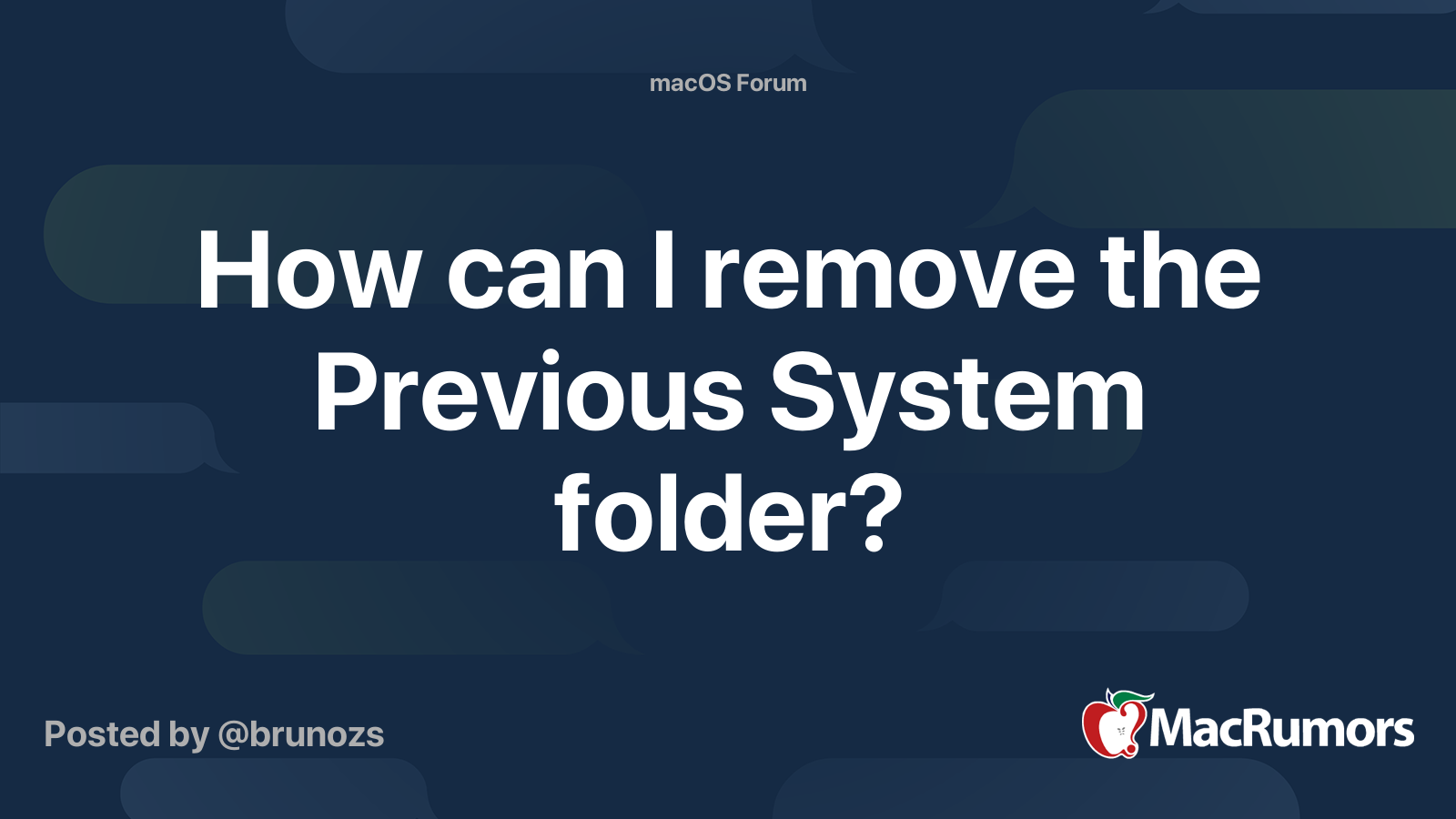 How can I remove the Previous System folder? | MacRumors Forums