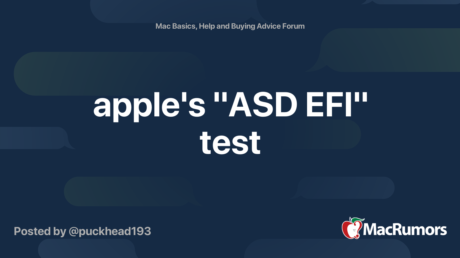 apple's "ASD EFI" test | MacRumors Forums