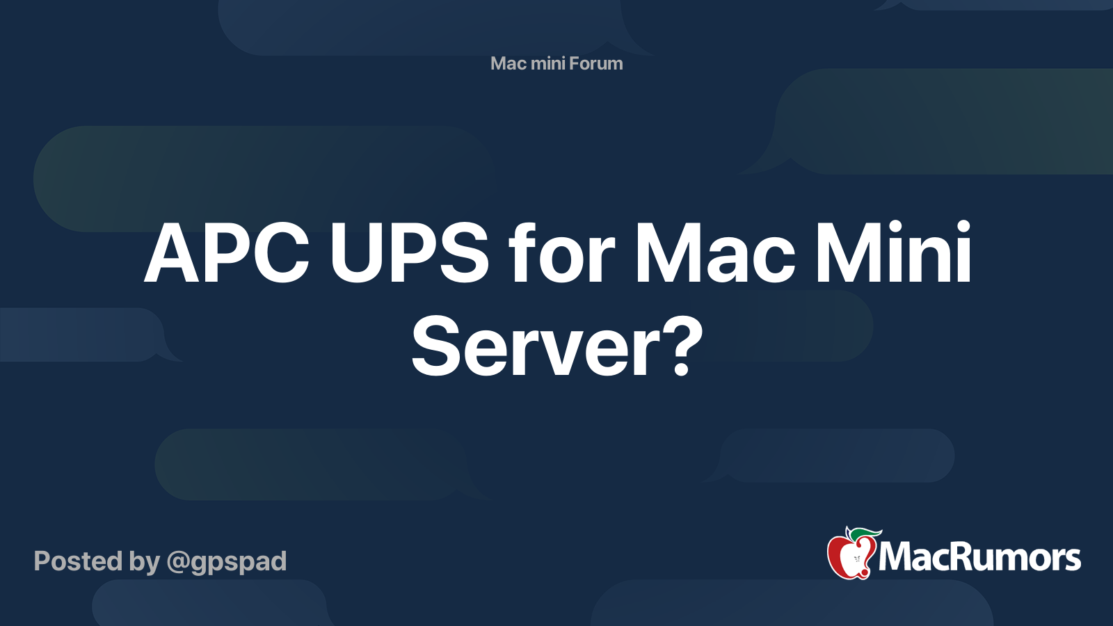 APC UPS for Mac Mini Server? | MacRumors Forums