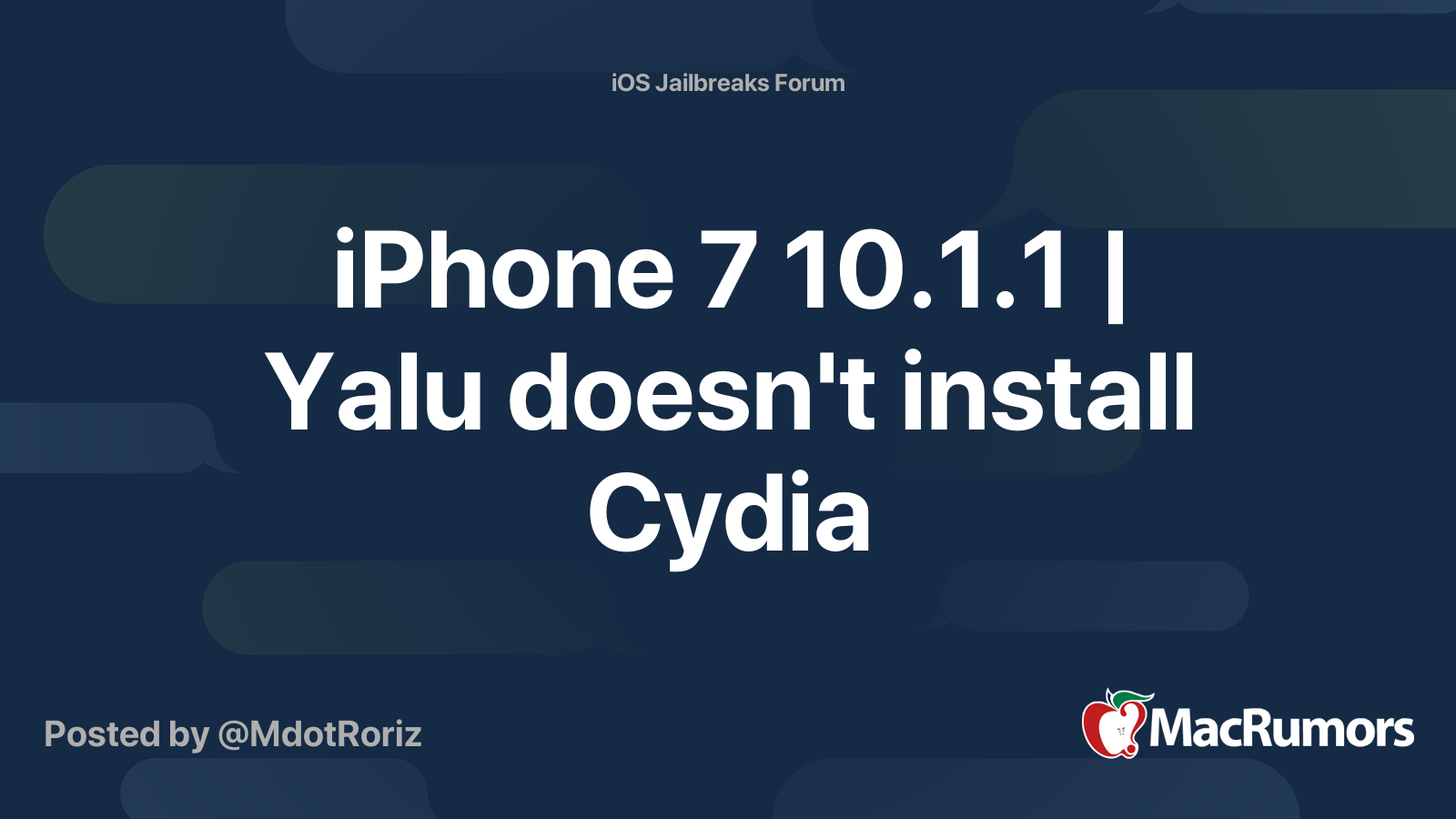 iPhone 7 10.1.1 | Yalu doesn't install Cydia | MacRumors Forums