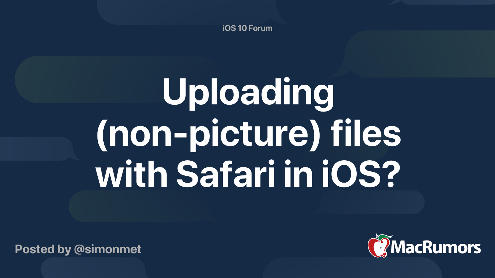 Uploading (non-picture) files with Safari in iOS? | MacRumors Forums