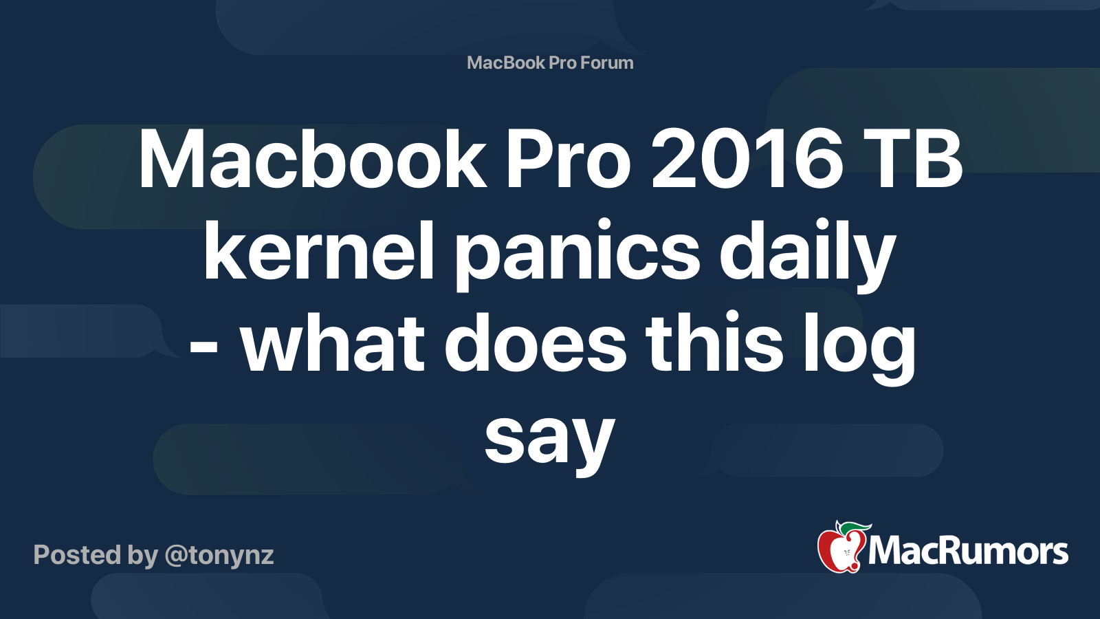Macbook Pro 2016 TB kernel panics daily - what does this log say | MacRumors Forums