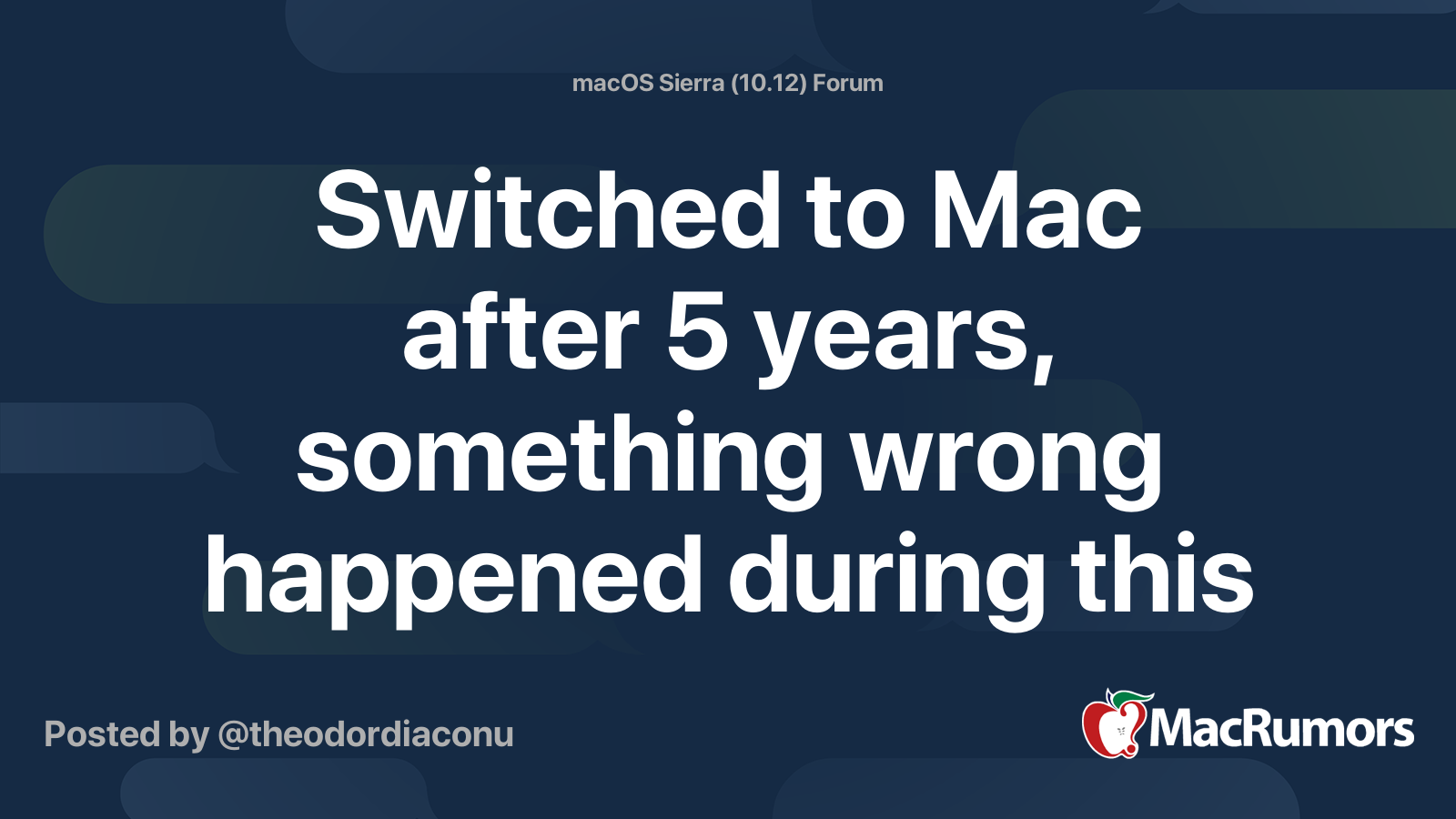 Switched to Mac after 5 years, something wrong happened during this time. | MacRumors Forums