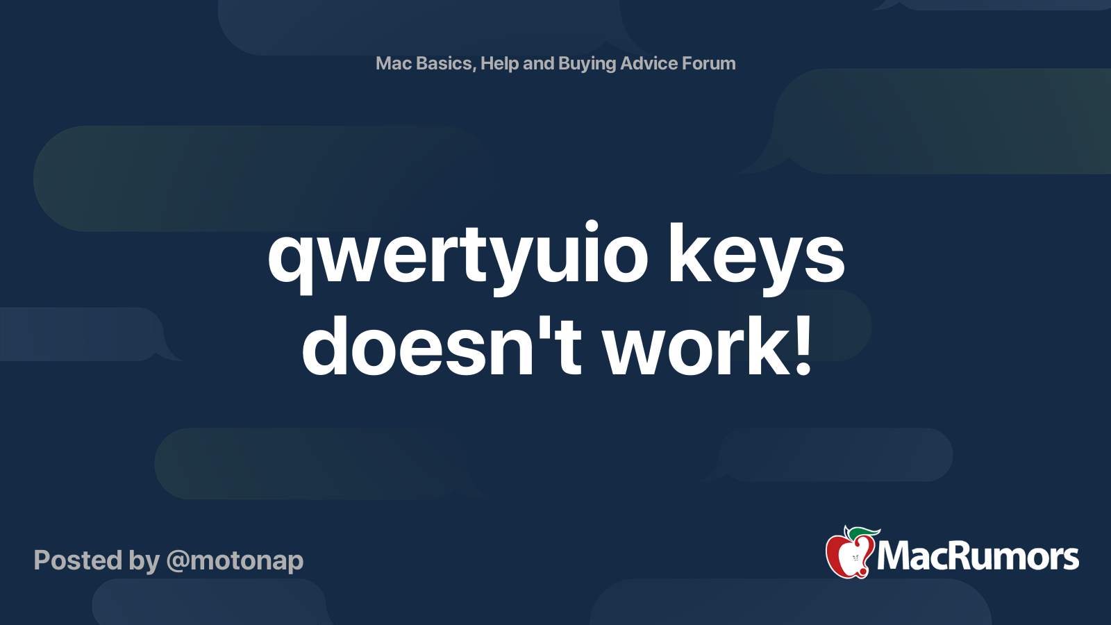 qwertyuio keys doesn't work! | MacRumors Forums