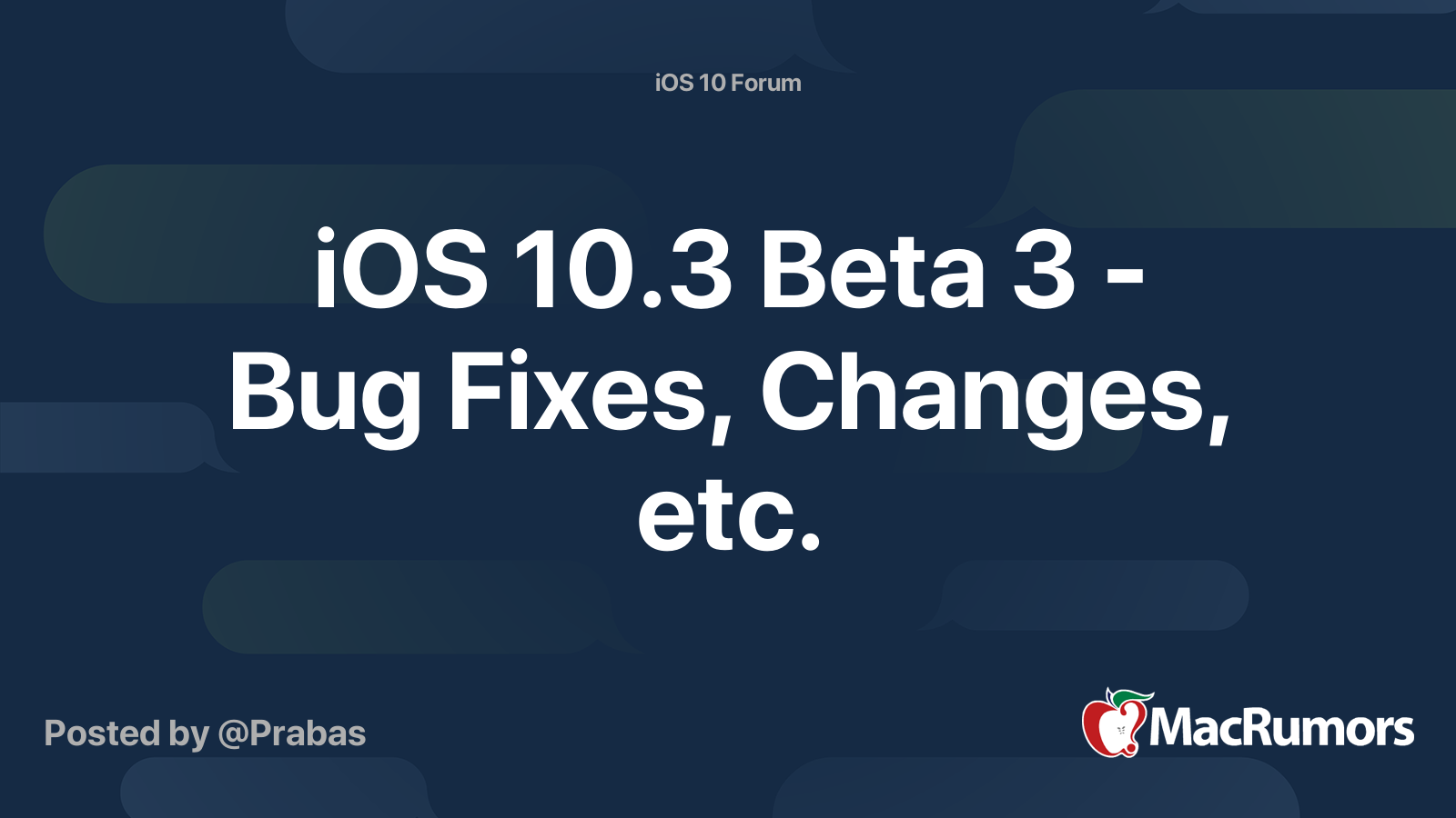 iOS 10.3 Beta 3 - Bug Fixes, Changes, etc. | MacRumors Forums