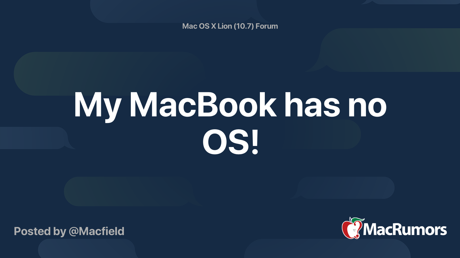 My MacBook has no OS! | MacRumors Forums