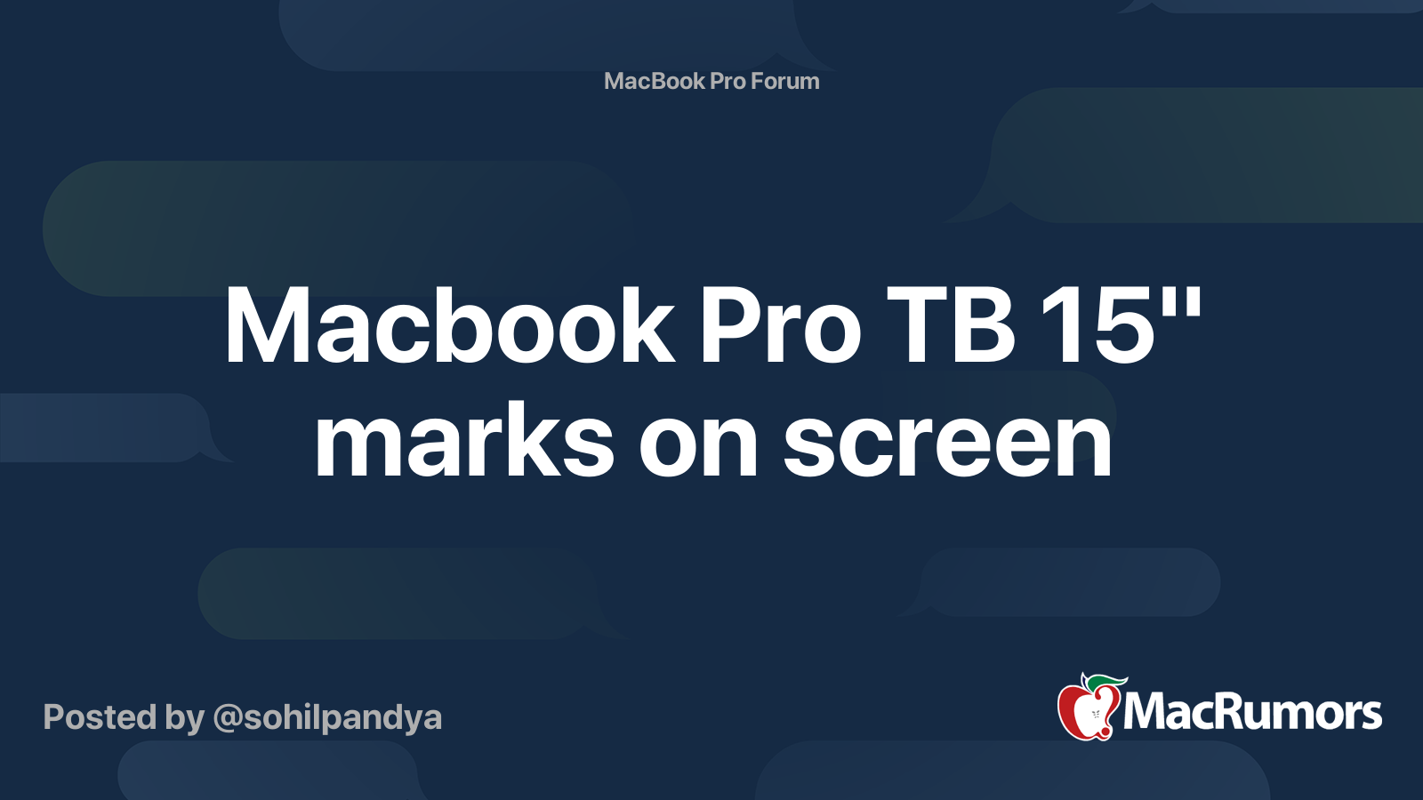 Macbook Pro TB 15" marks on screen | MacRumors Forums