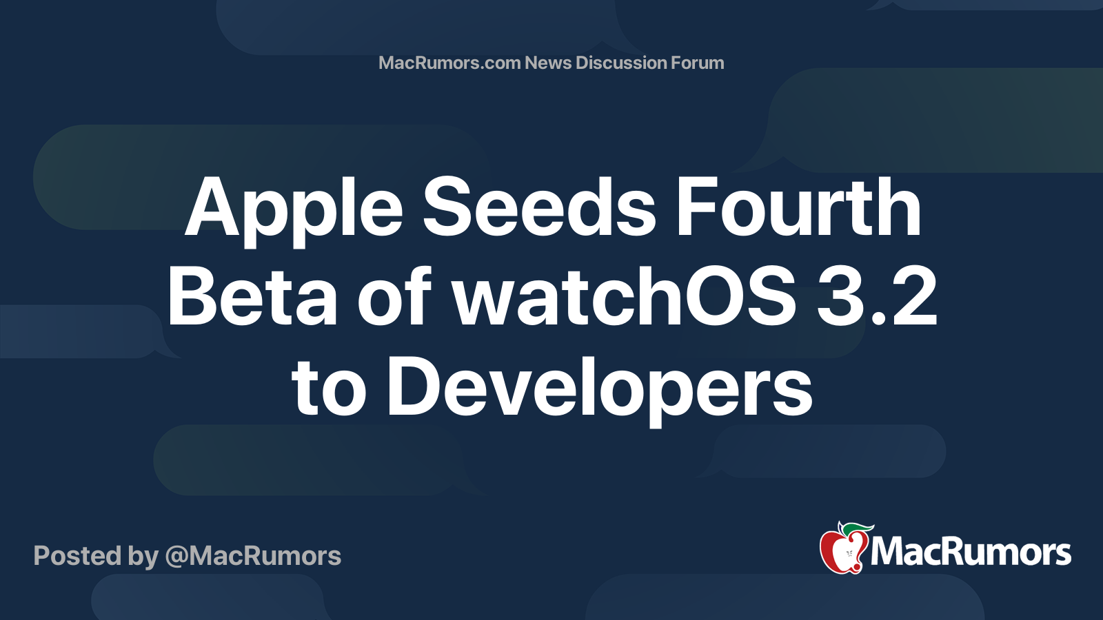 Apple Seeds Fourth Beta of watchOS 3.2 to Developers | MacRumors Forums