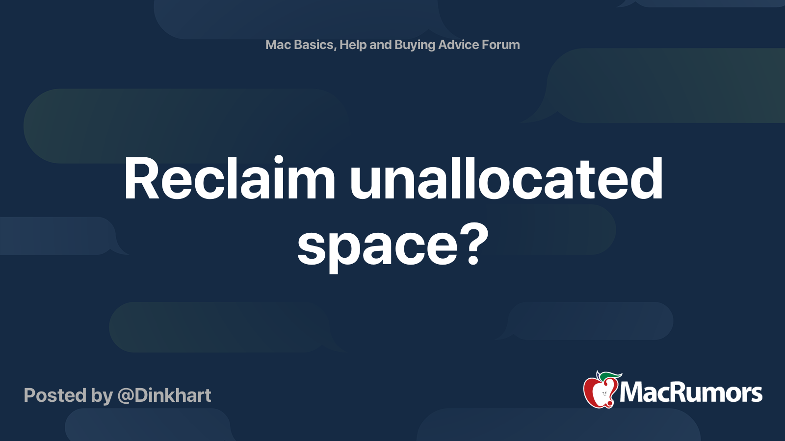 Reclaim unallocated space? | MacRumors Forums