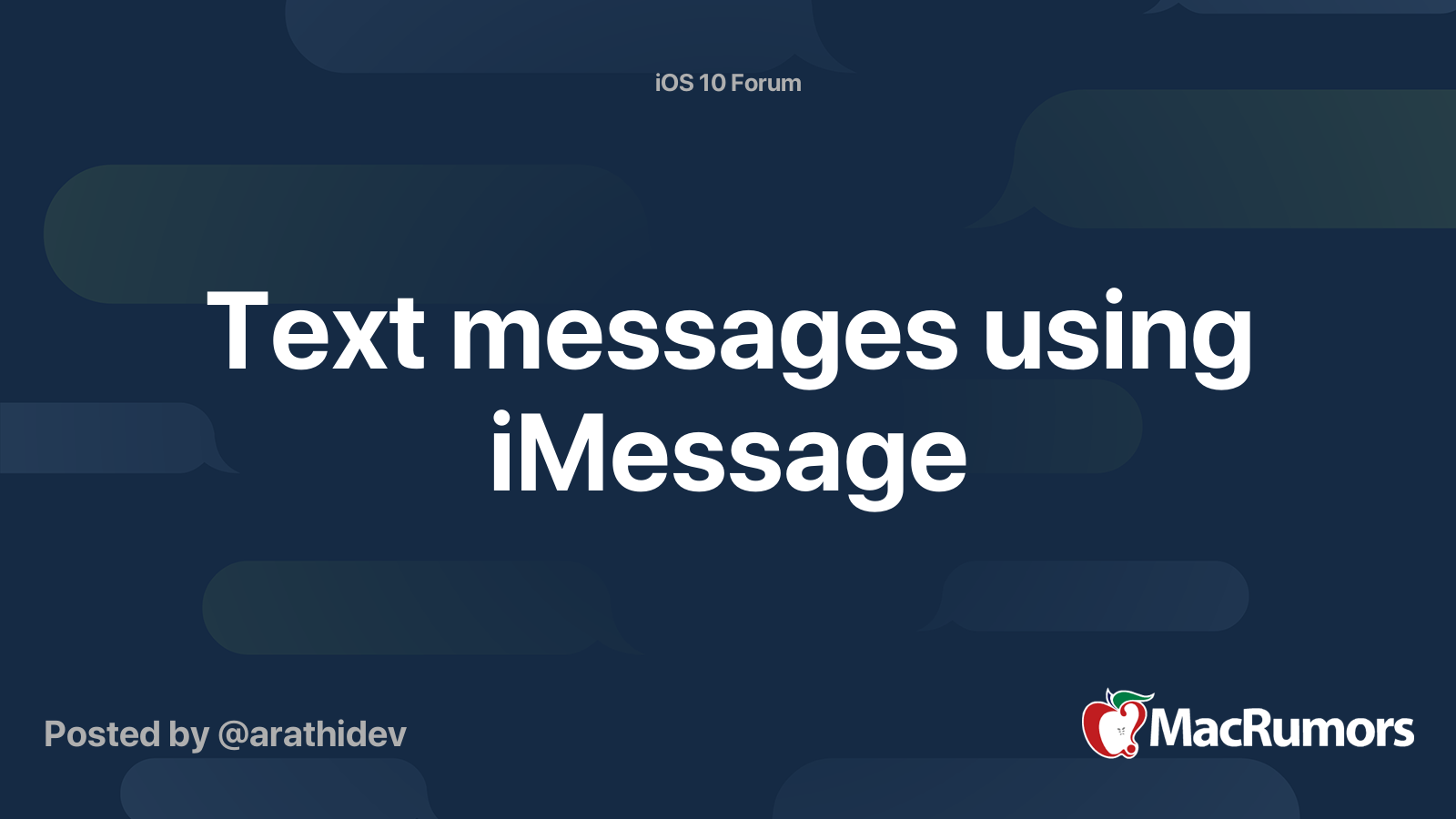 Text messages using iMessage | MacRumors Forums