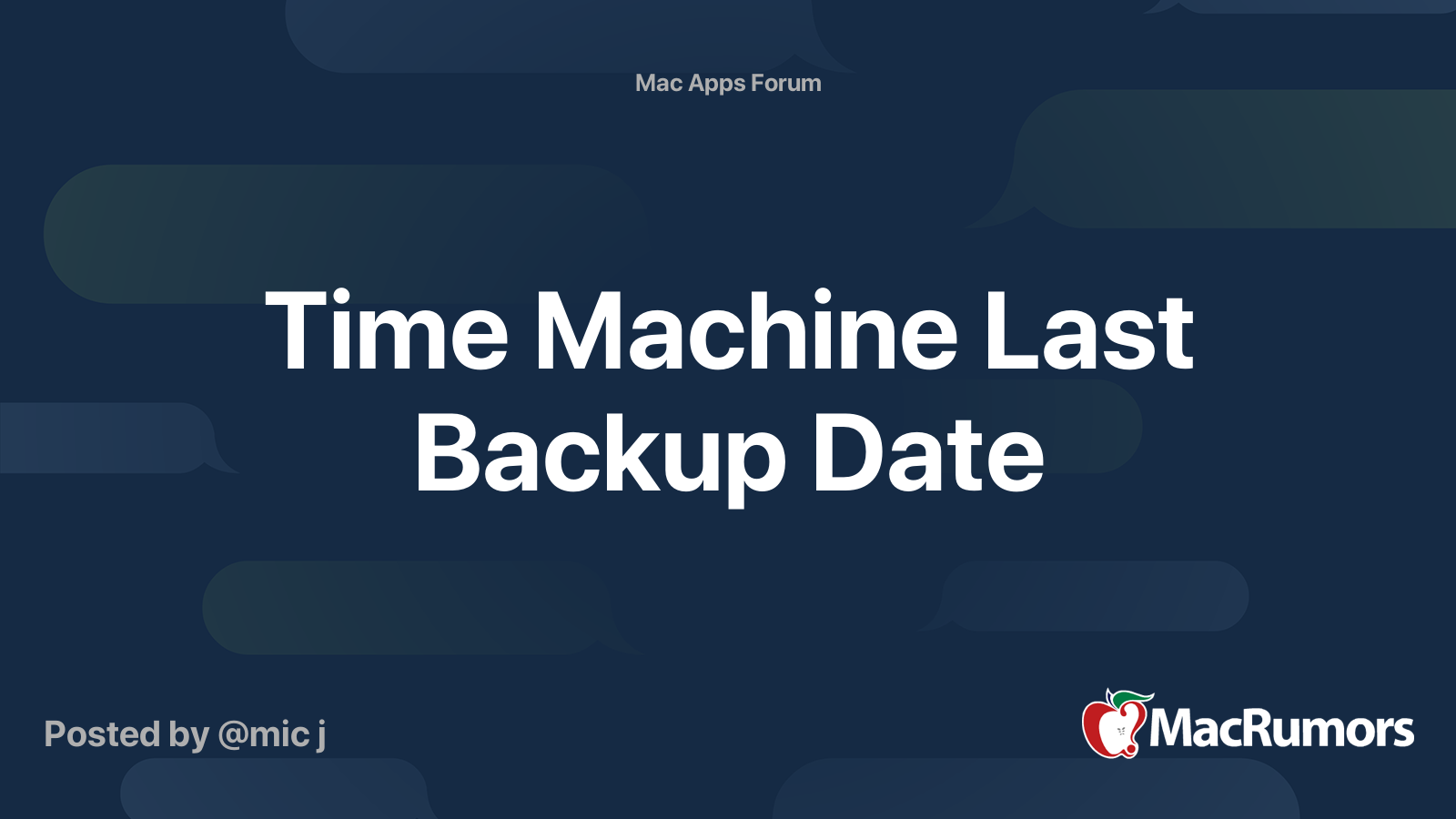Time Machine Last Backup Date | MacRumors Forums