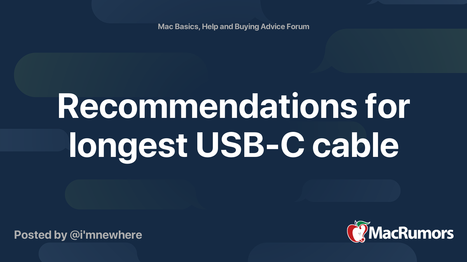 Recommendations for longest USB-C cable | MacRumors Forums