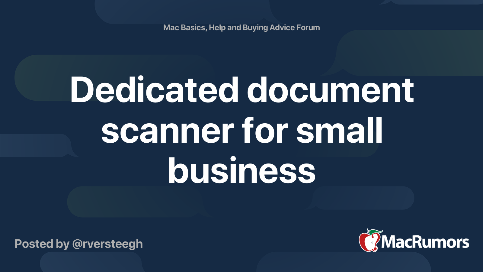 Dedicated document scanner for small business | MacRumors Forums