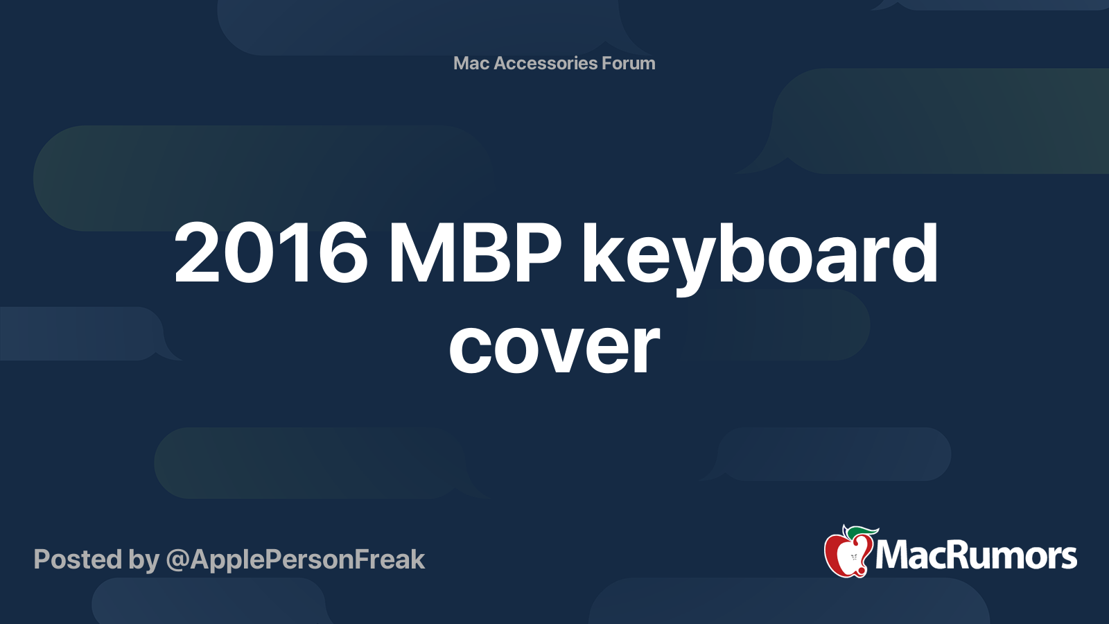 2016 MBP keyboard cover | MacRumors Forums