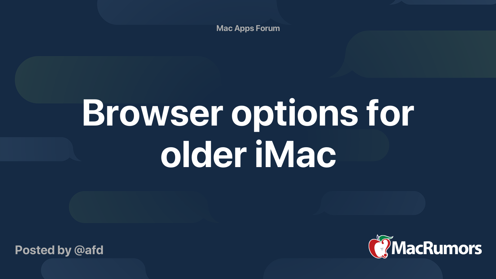 Browser options for older iMac | MacRumors Forums