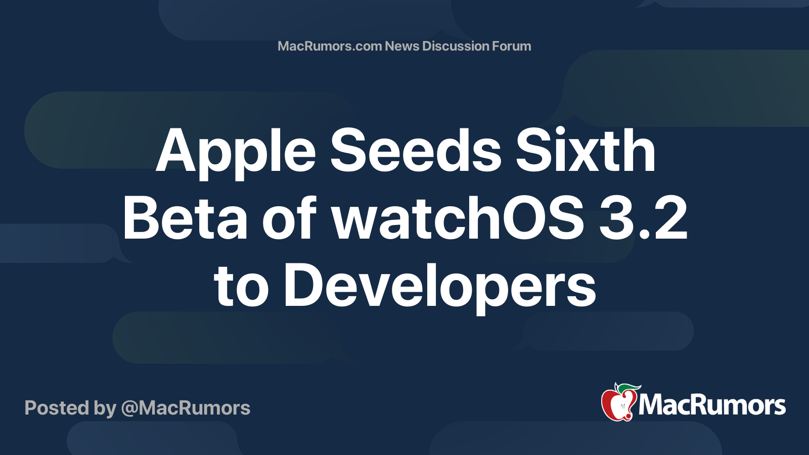 Apple Seeds Sixth Beta of watchOS 3.2 to Developers | MacRumors Forums