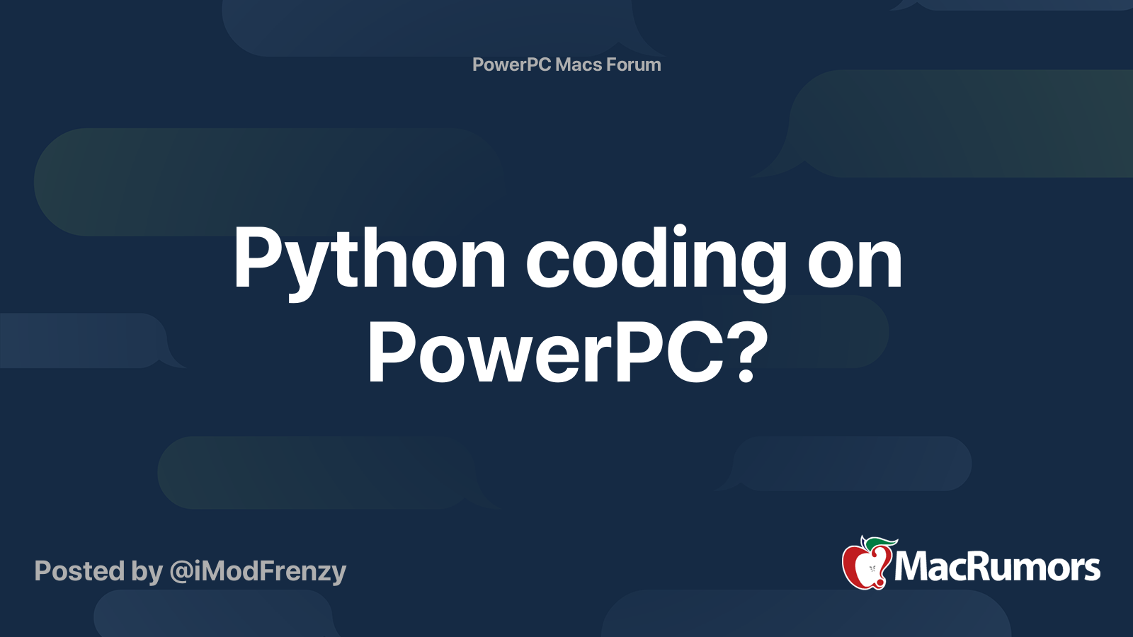 Python Coding On Powerpc Macrumors Forums 