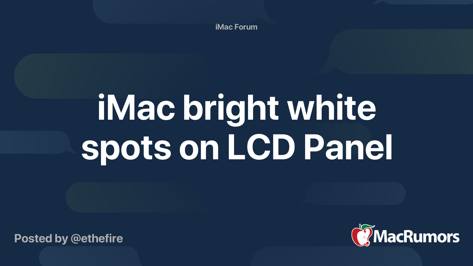 iMac bright white spots on LCD Panel | MacRumors Forums