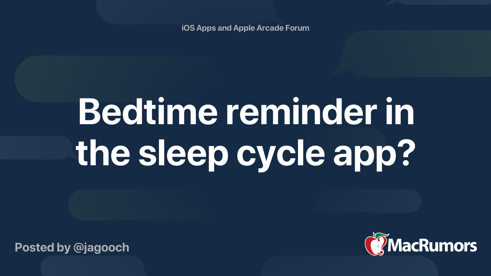 Bedtime reminder in the sleep cycle app? | MacRumors Forums