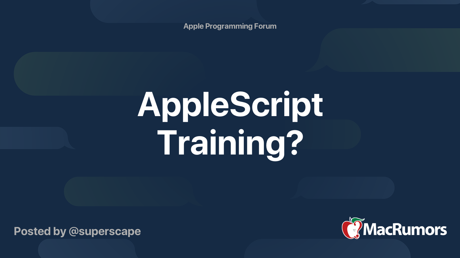 AppleScript Training? | MacRumors Forums