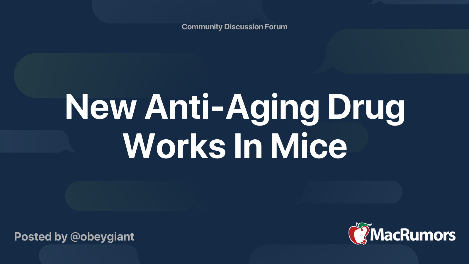 New Anti-Aging Drug Works In Mice | MacRumors Forums