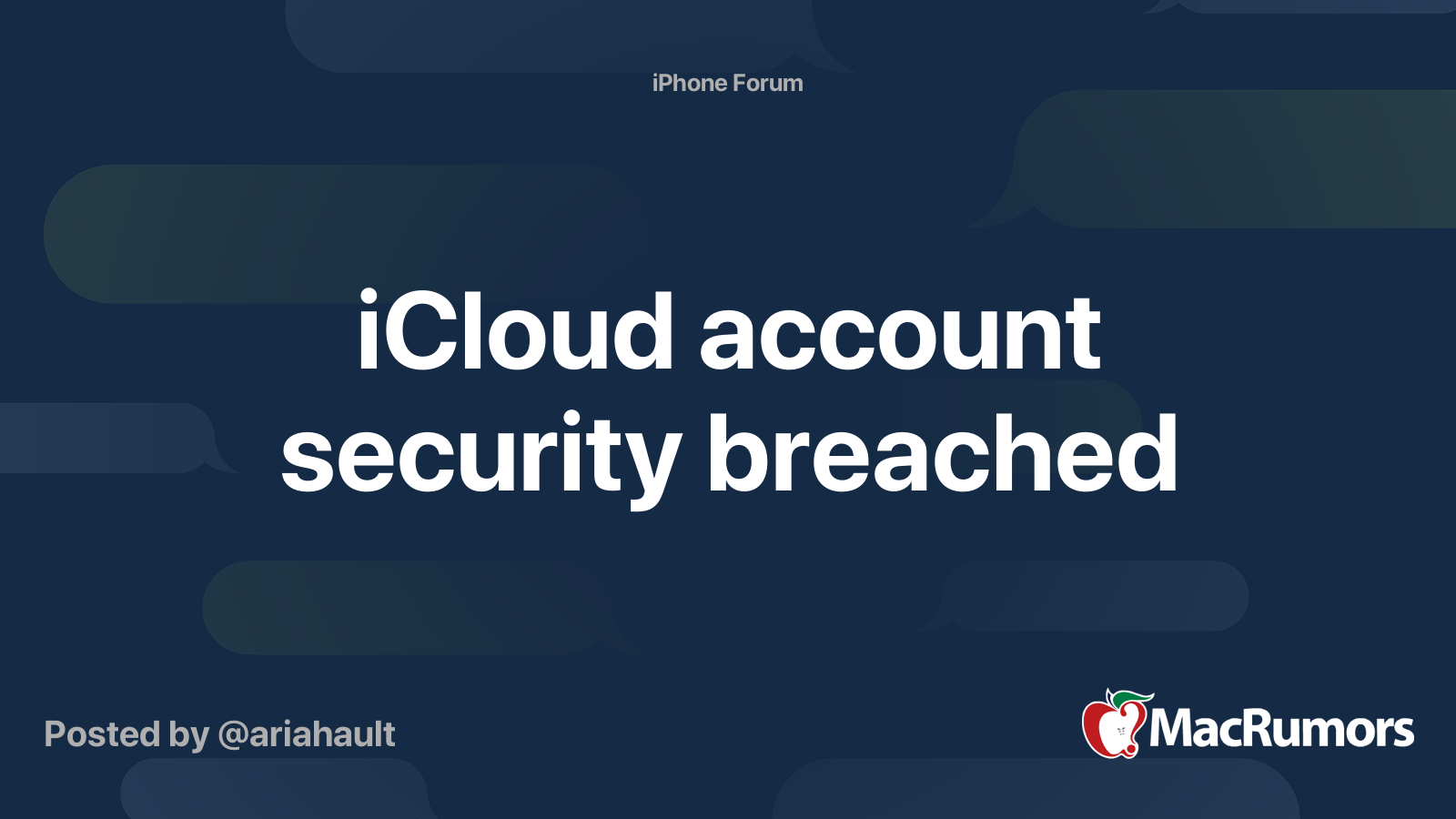 iCloud account security breached | MacRumors Forums