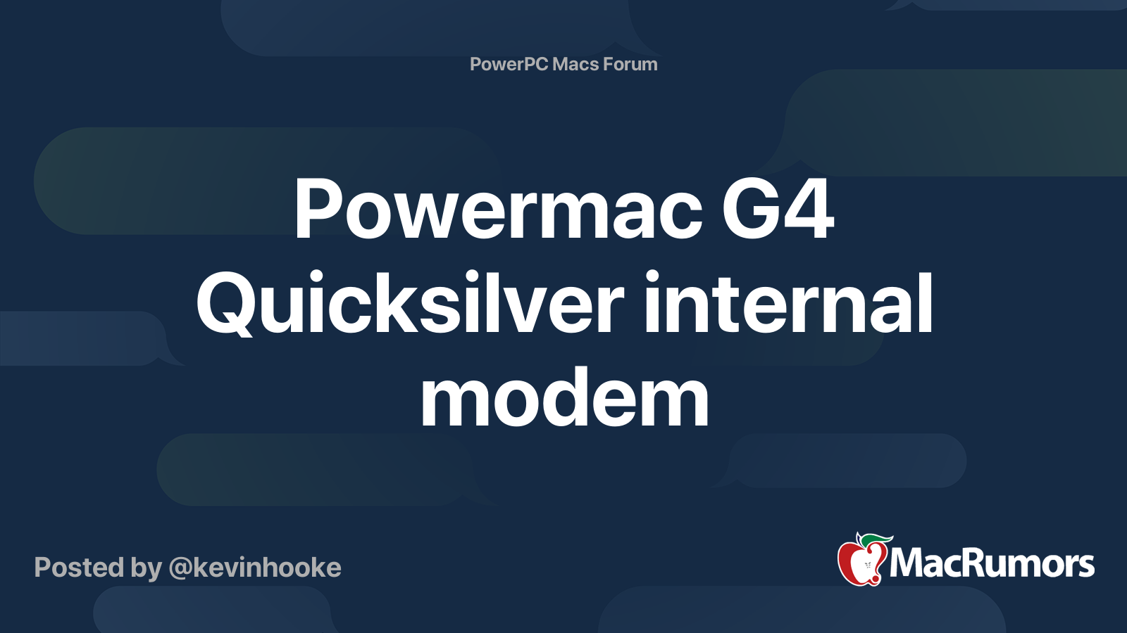 Powermac G4 Quicksilver internal modem | MacRumors Forums