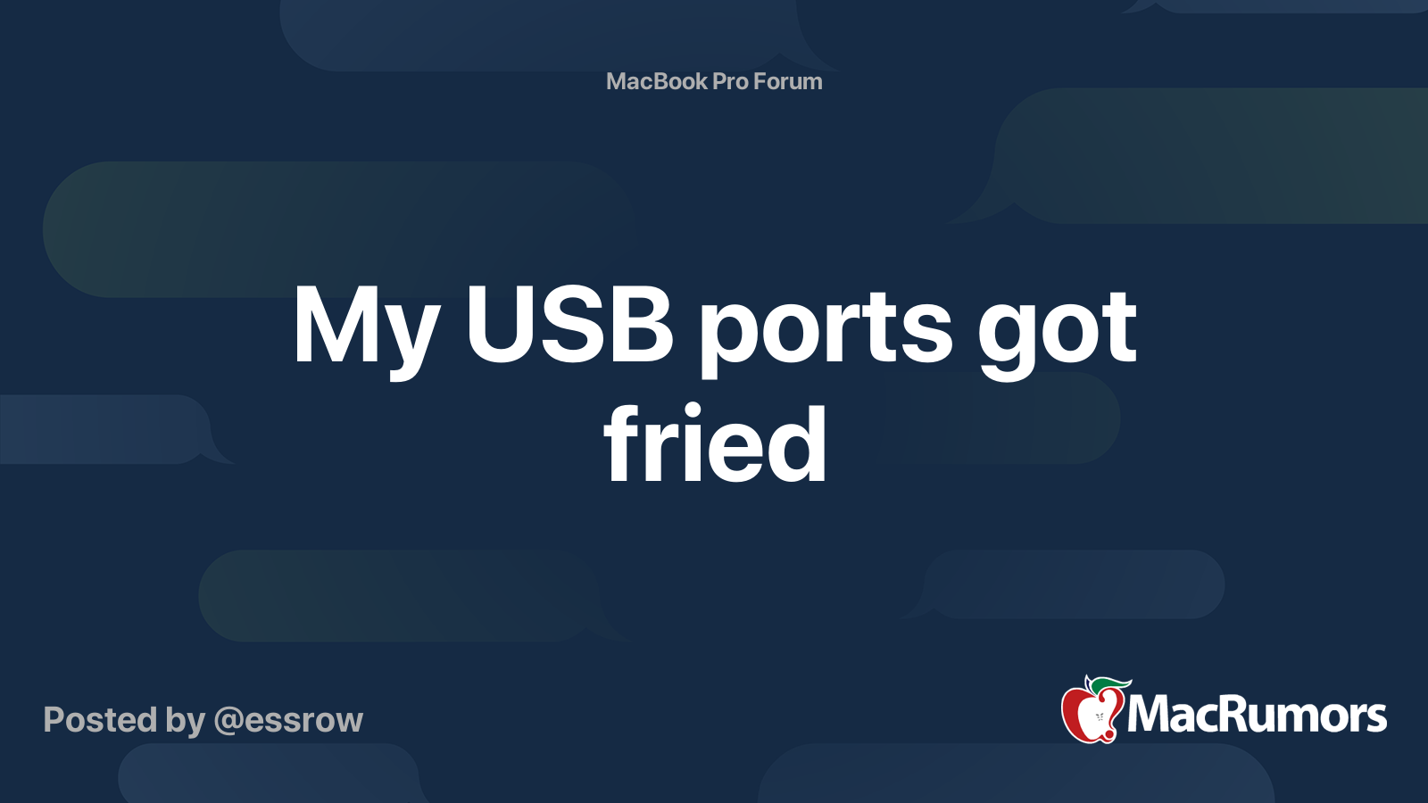 My USB ports got fried | MacRumors Forums