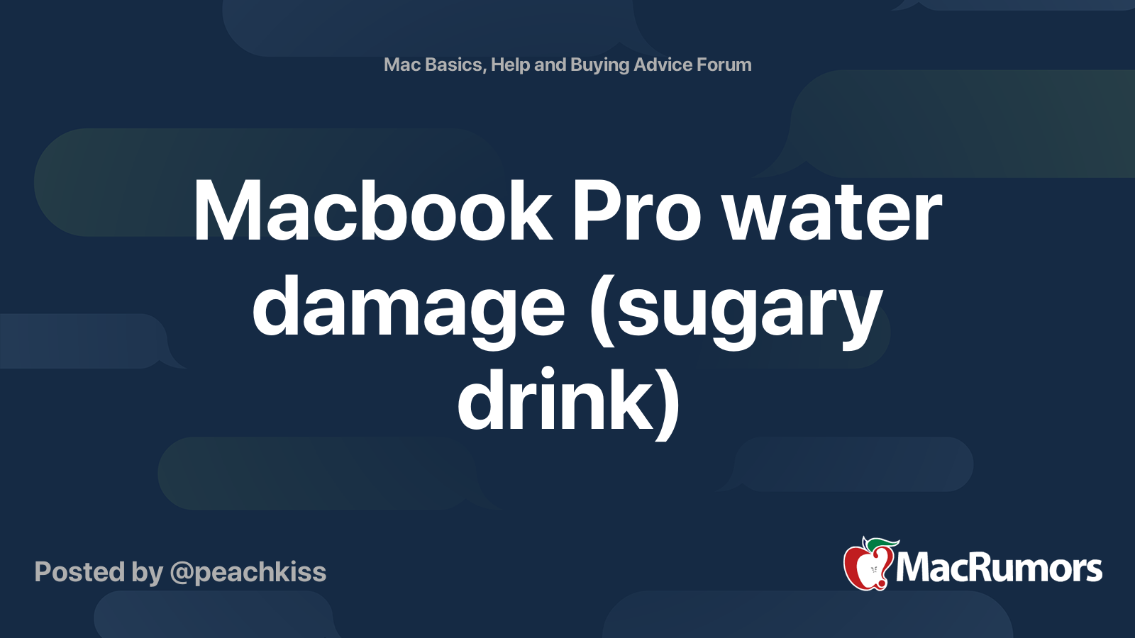 Macbook Pro water damage (sugary drink) | MacRumors Forums