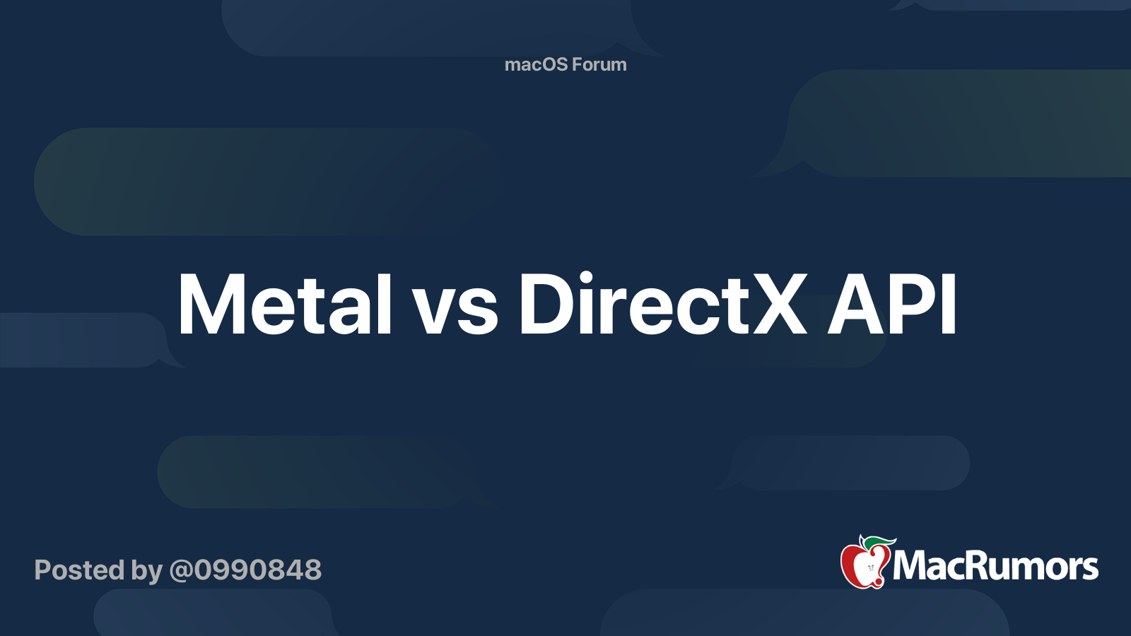 Metal vs DirectX API | MacRumors Forums
