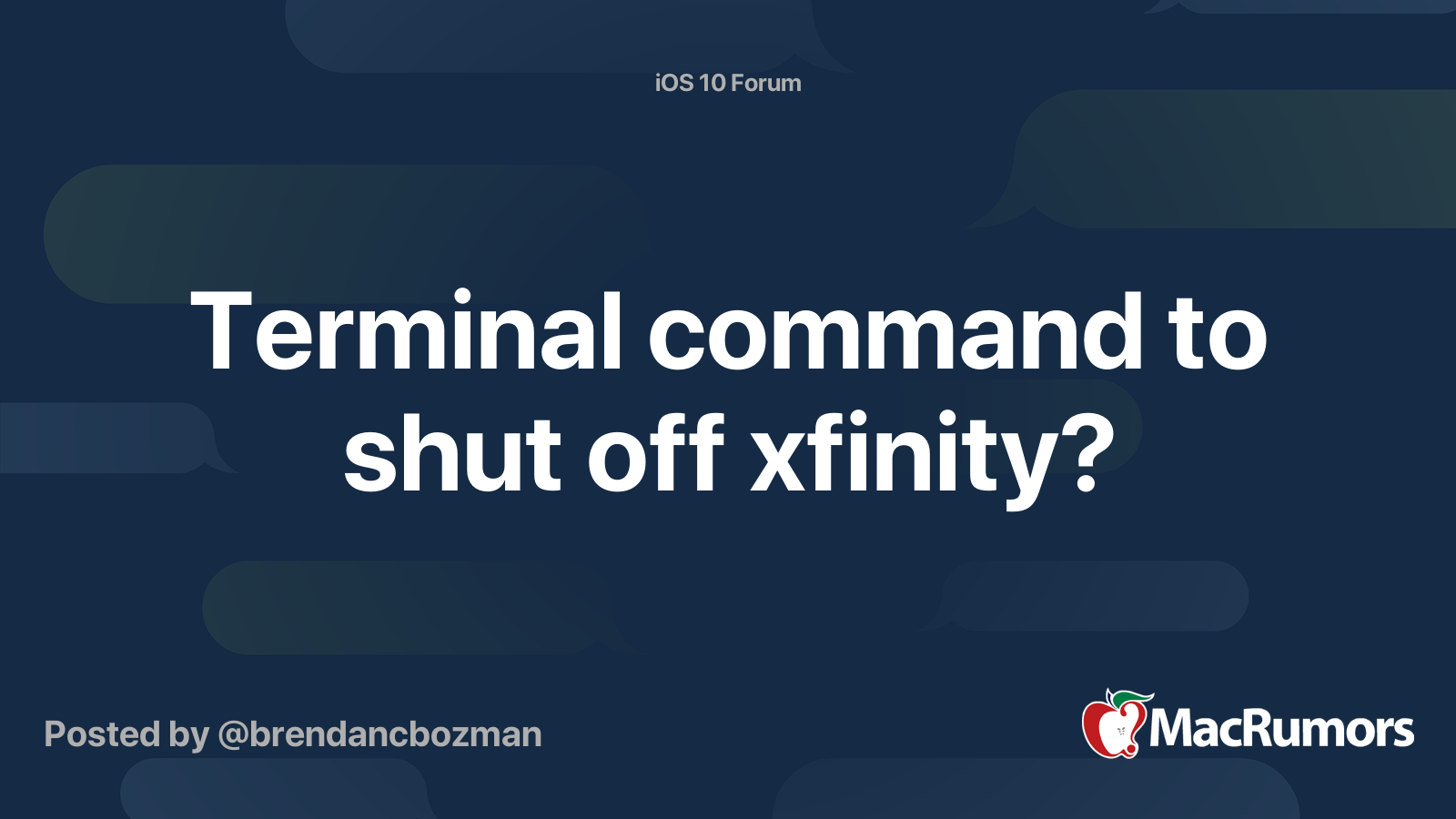 Terminal command to shut off xfinity? | MacRumors Forums