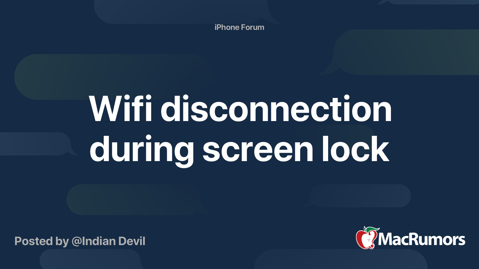 Wifi disconnection during screen lock | MacRumors Forums