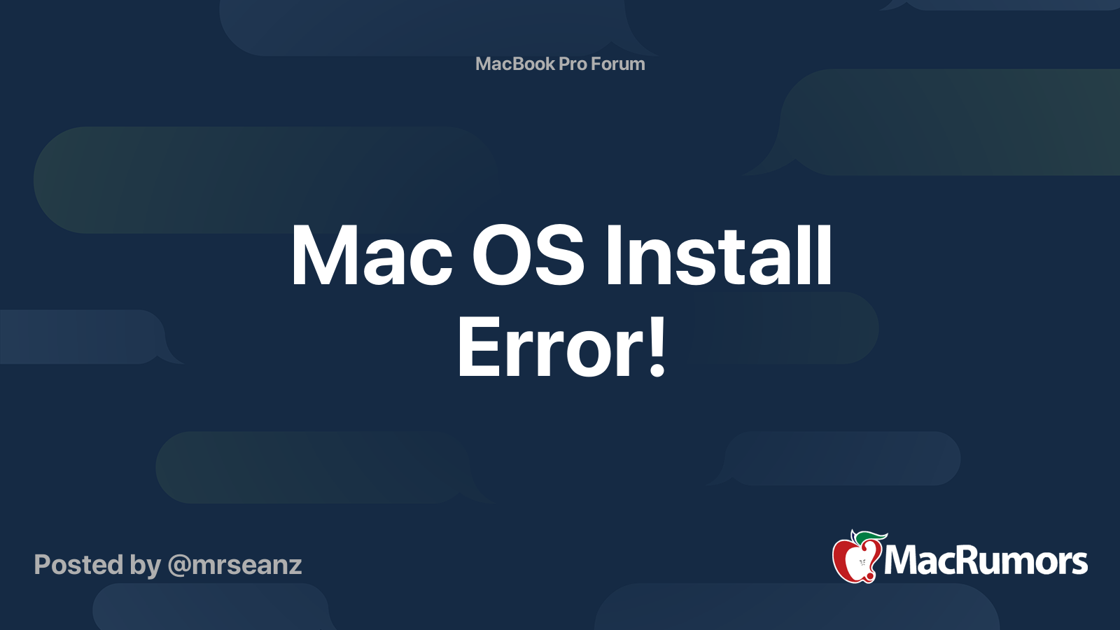 Mac OS Install Error! | MacRumors Forums