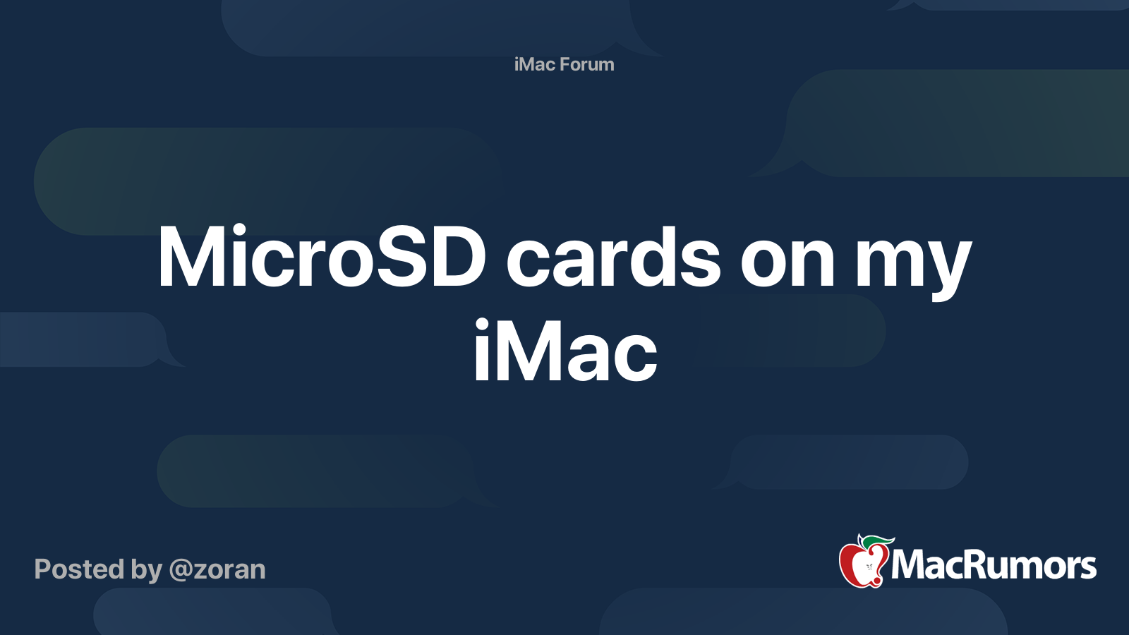 MicroSD cards on my iMac | MacRumors Forums