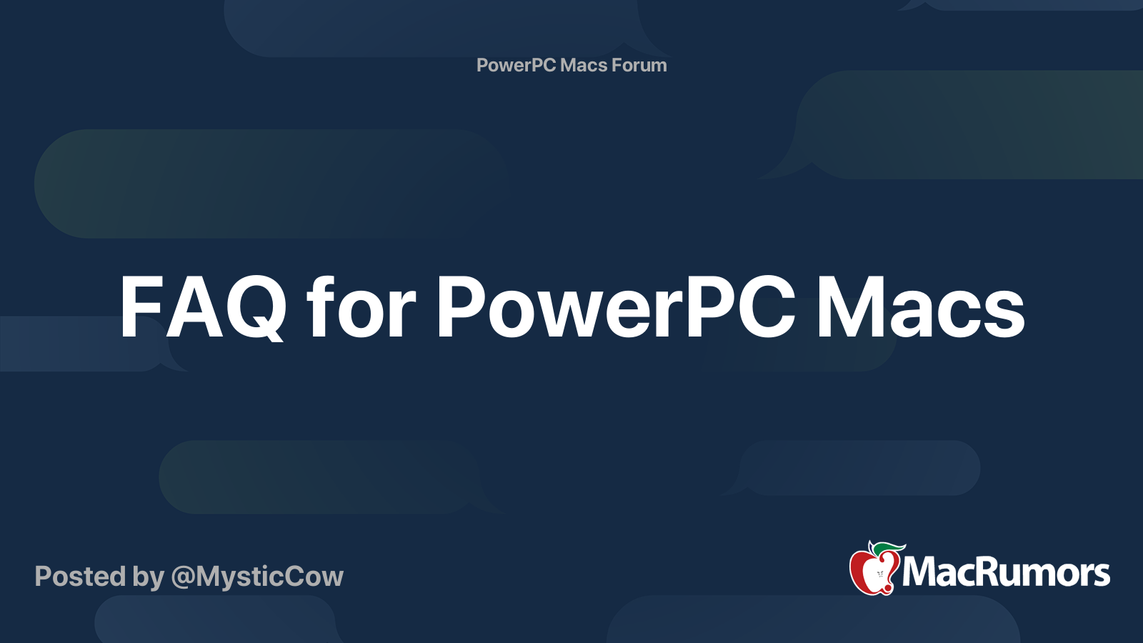 FAQ for PowerPC Macs | MacRumors Forums