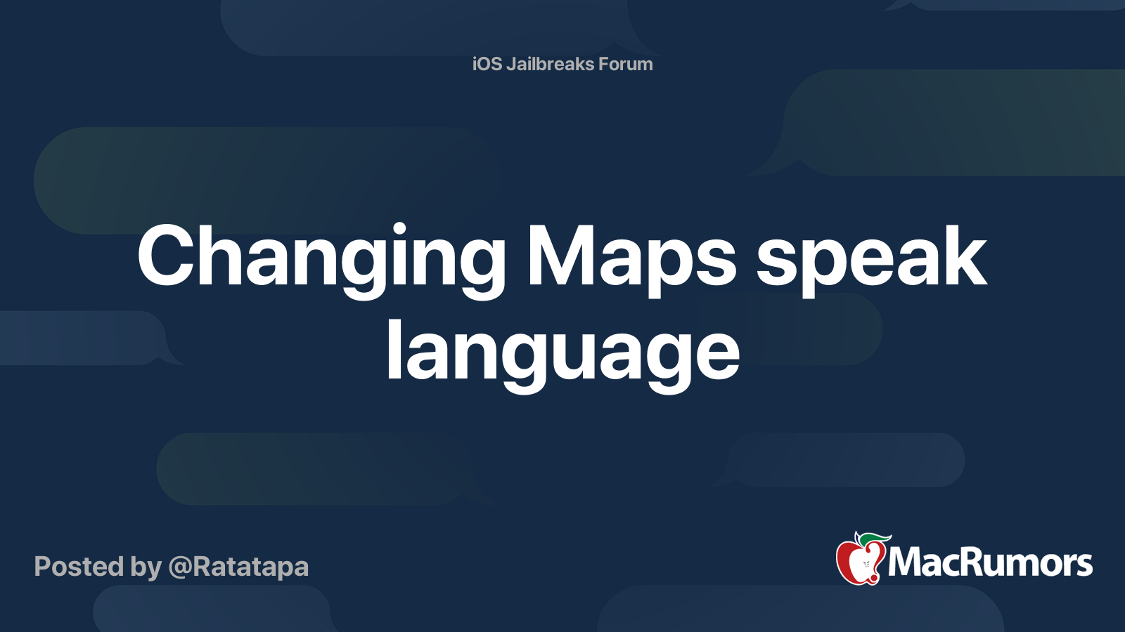 Changing Maps speak language | MacRumors Forums