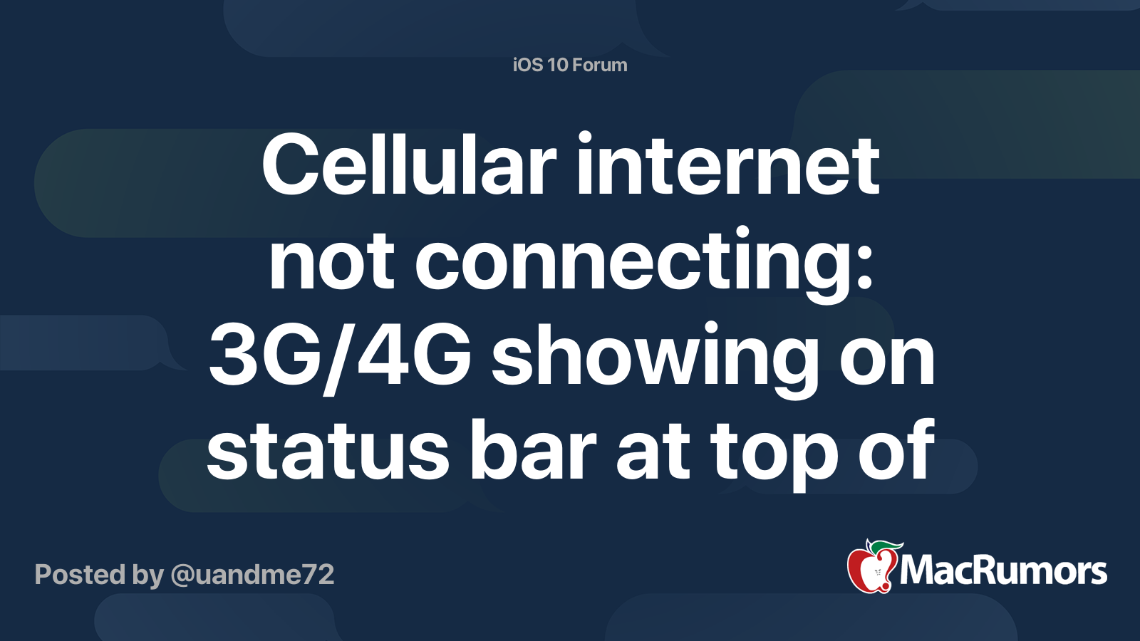 Cellular internet not connecting: 3G/4G showing on status bar at top of ...