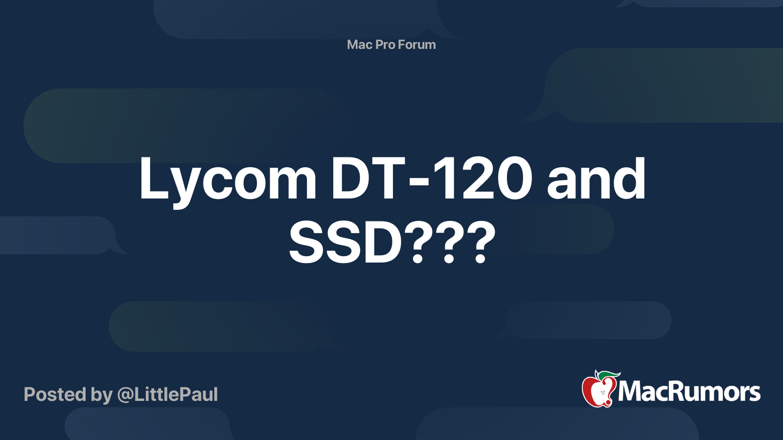 Lycom DT-120 and SSD??? | MacRumors Forums