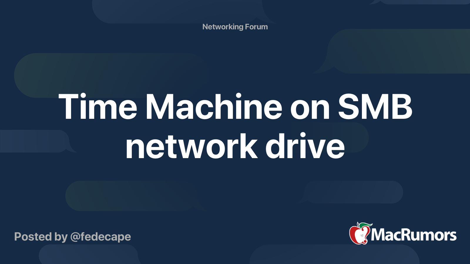 Time Machine on SMB network drive | MacRumors Forums