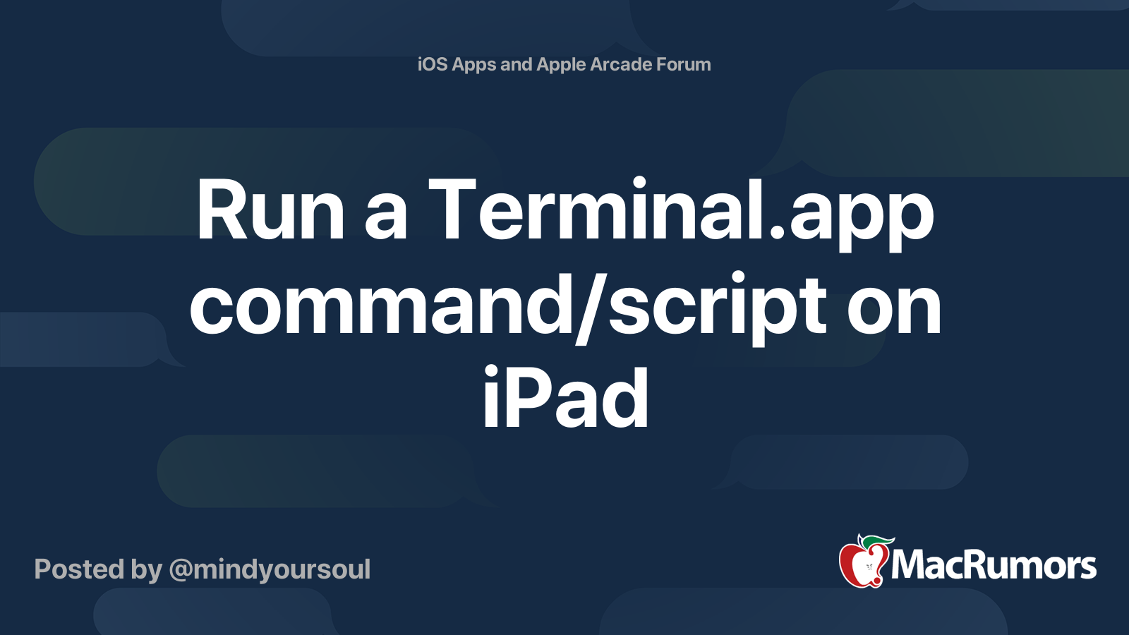 Run a Terminal.app command/script on iPad | MacRumors Forums