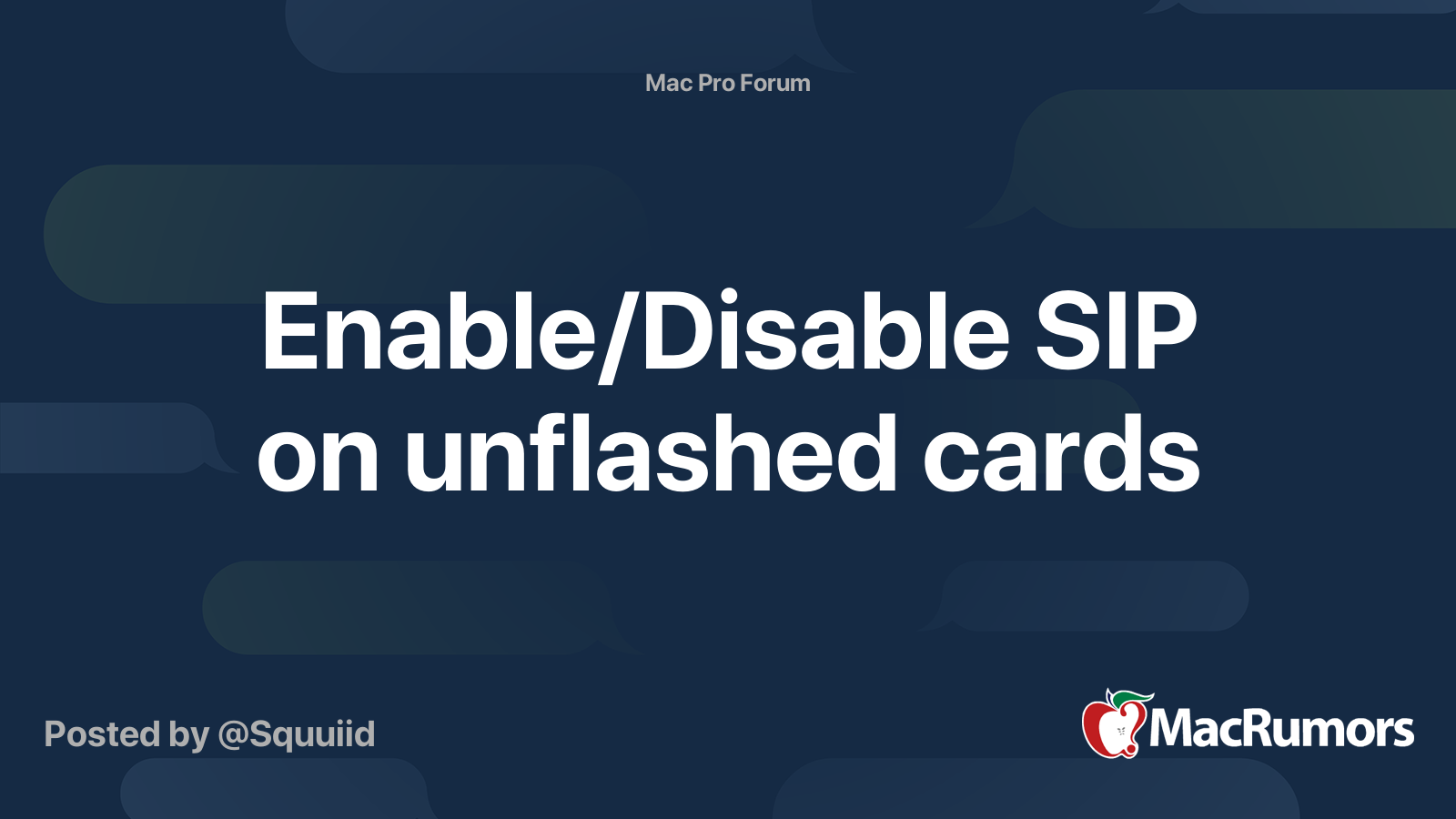 Enable/Disable SIP on unflashed cards | MacRumors Forums