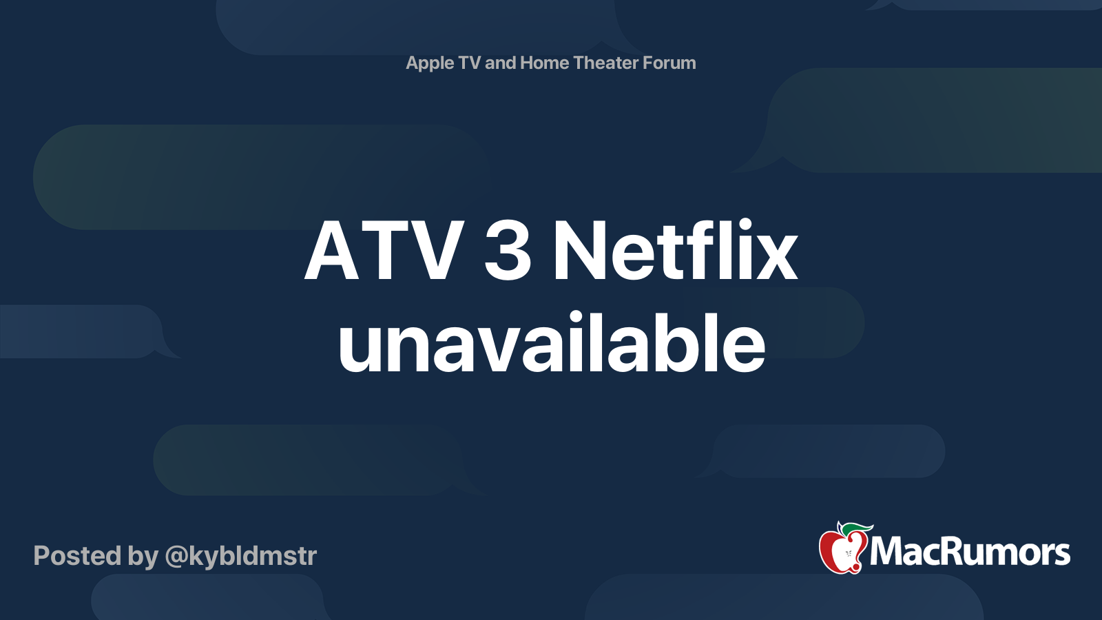 ATV 3 Netflix unavailable | MacRumors Forums