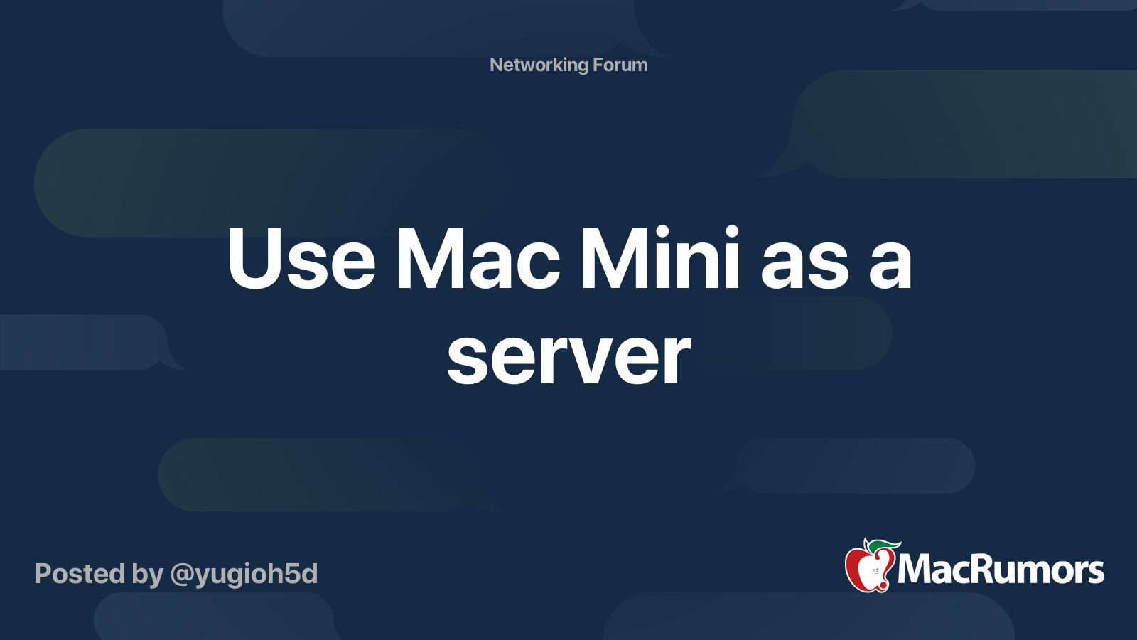 Use Mac Mini as a server | MacRumors Forums
