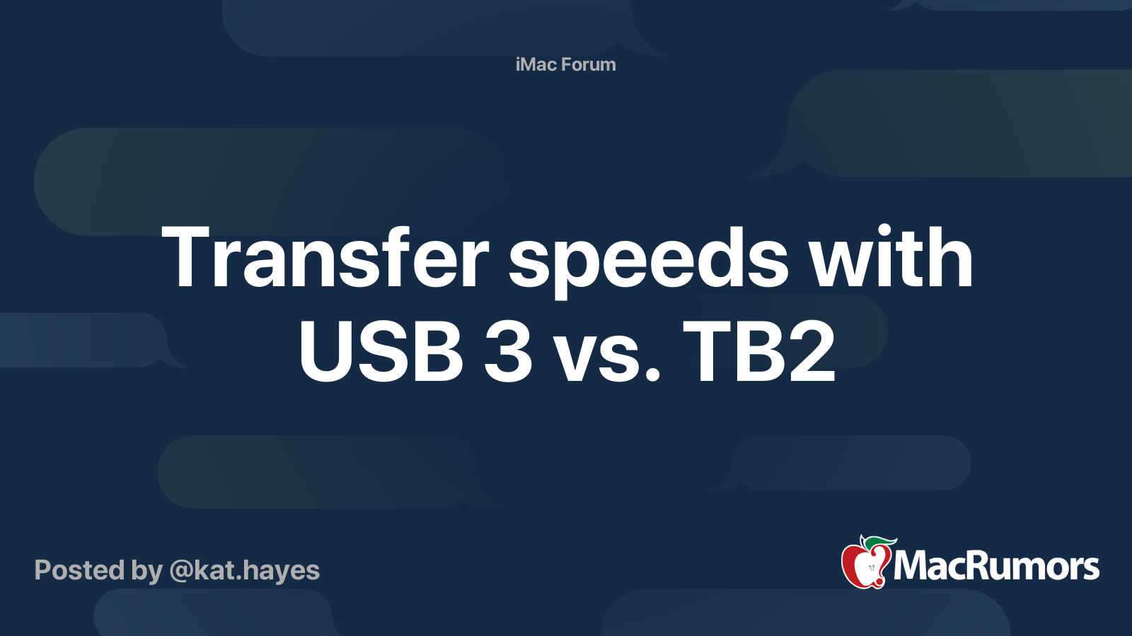 Transfer speeds with USB 3 vs. TB2 | MacRumors Forums