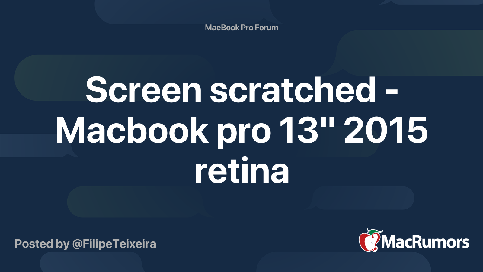 Screen scratched - Macbook pro 13" 2015 retina | MacRumors Forums