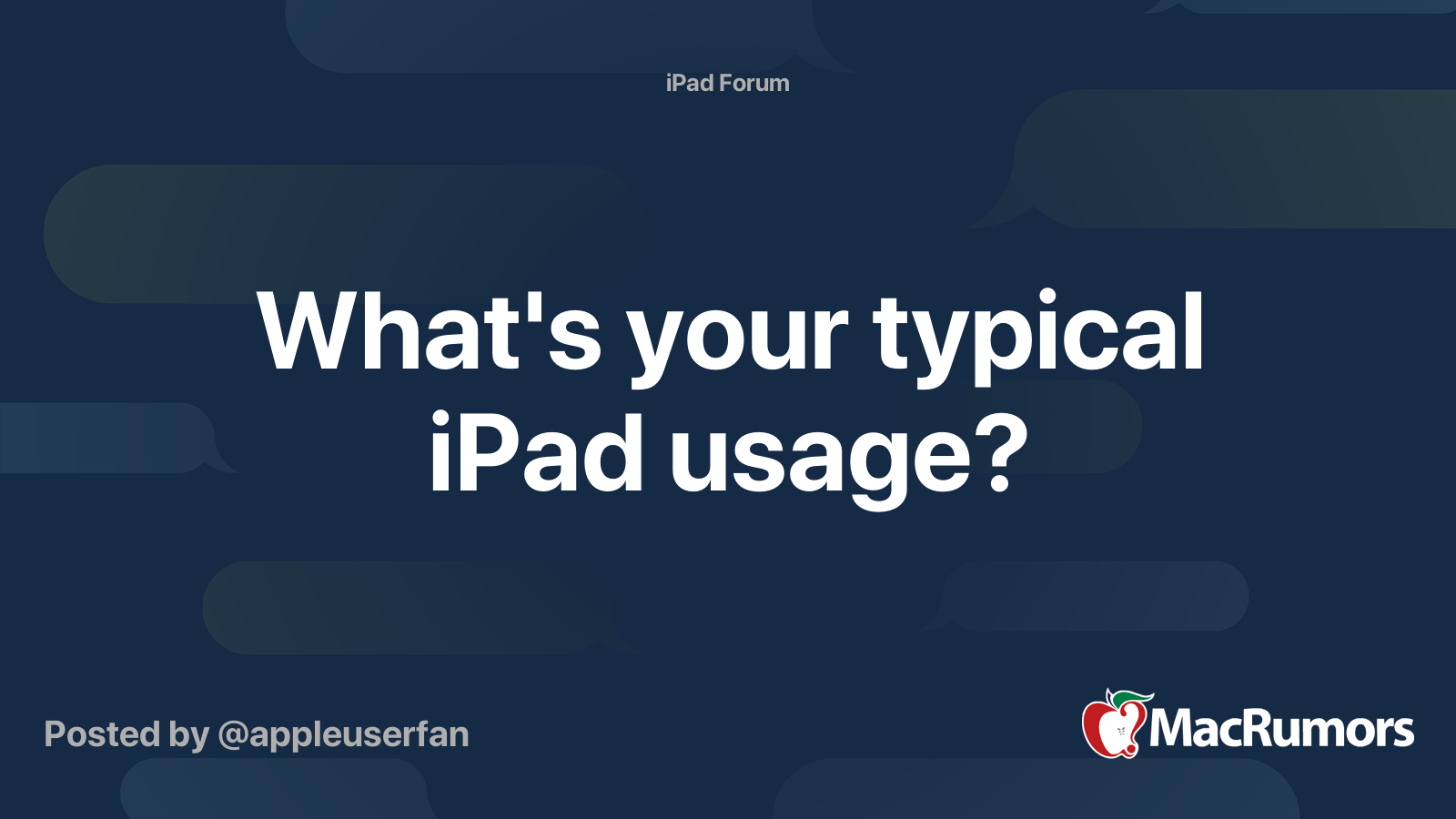 What's your typical iPad usage? | MacRumors Forums