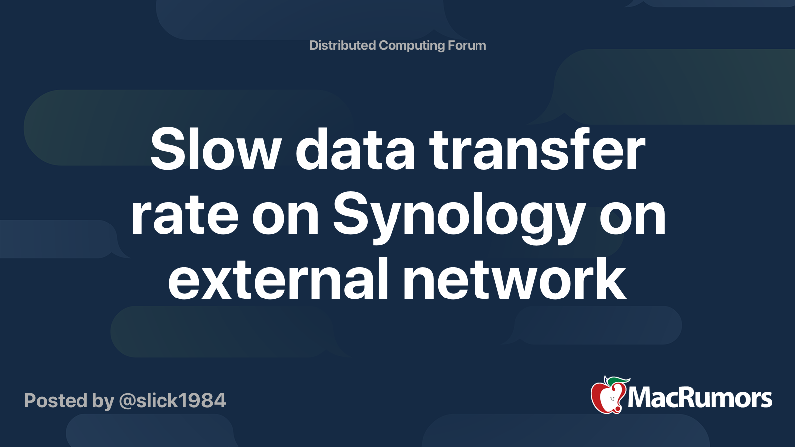 Slow data transfer rate on Synology on external network | MacRumors Forums