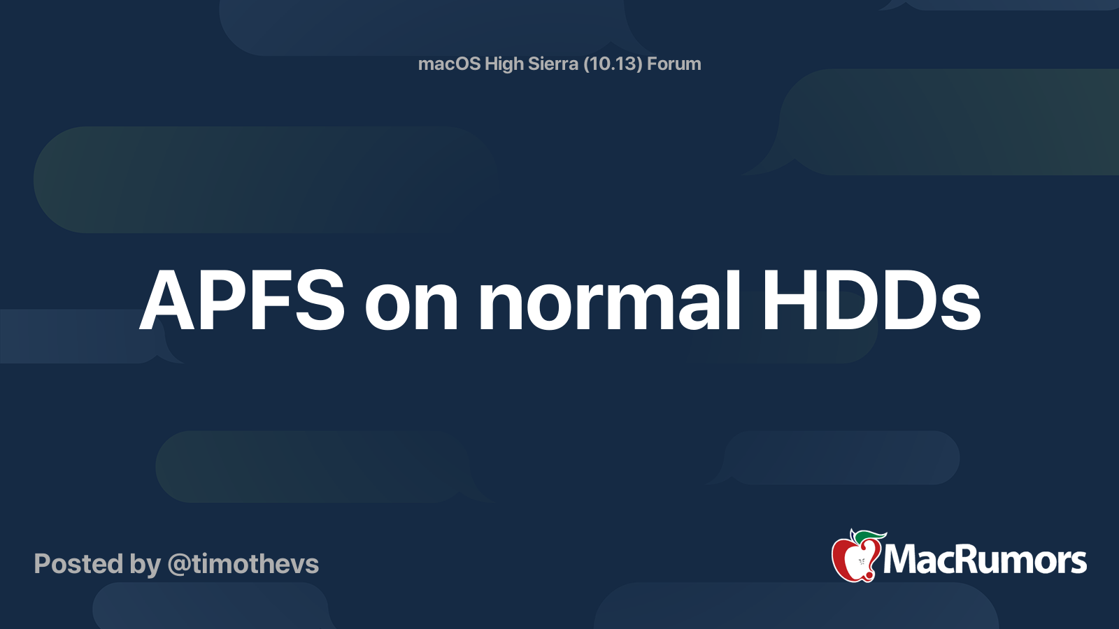 APFS on normal HDDs | MacRumors Forums