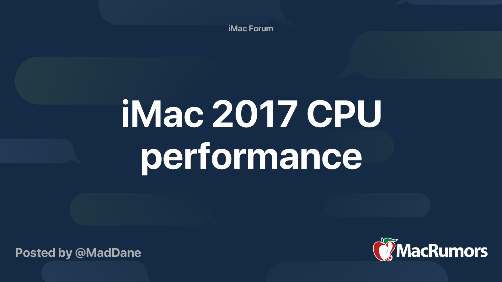 iMac 2017 CPU performance | MacRumors Forums
