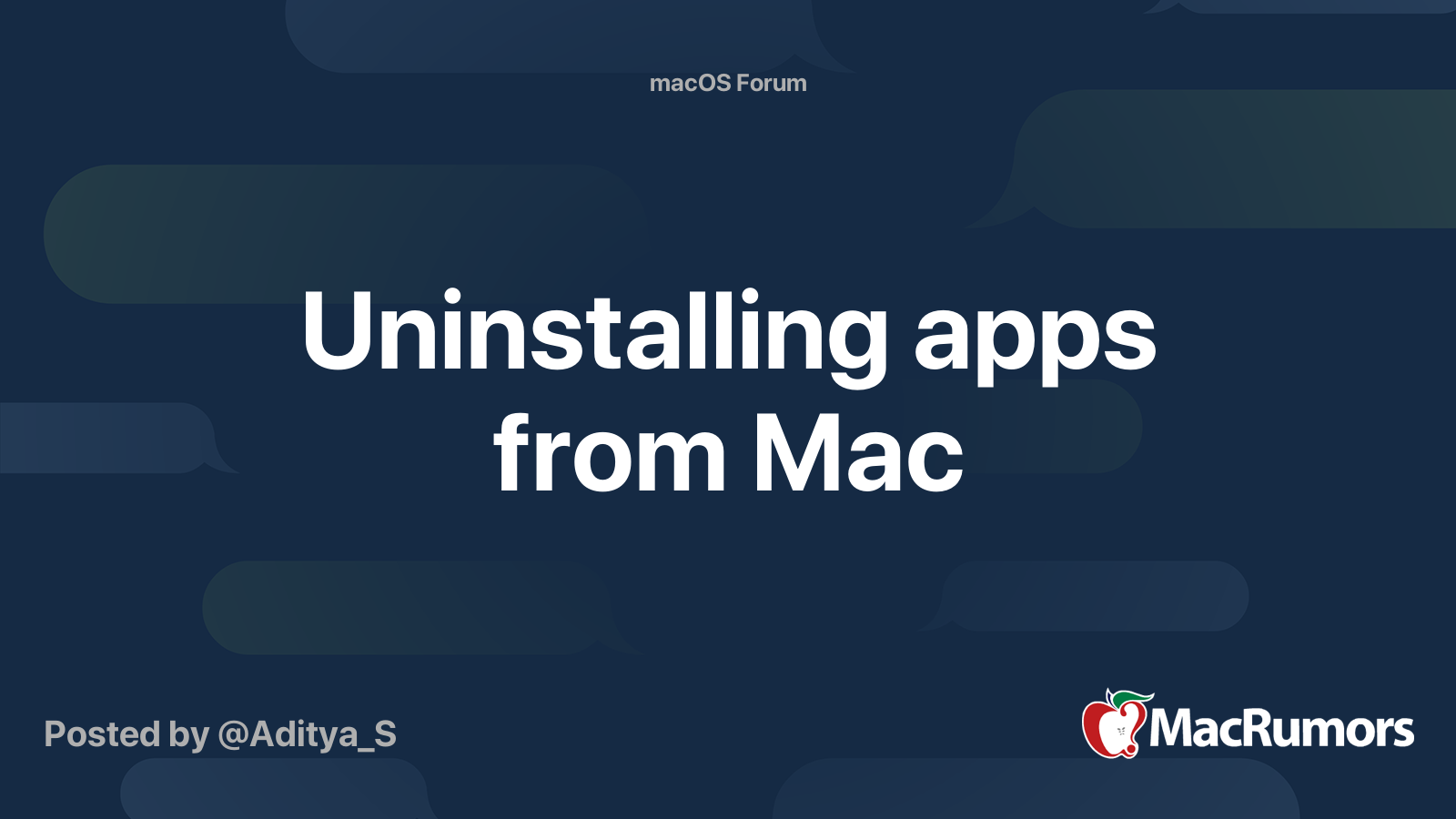 Uninstalling apps from Mac | MacRumors Forums